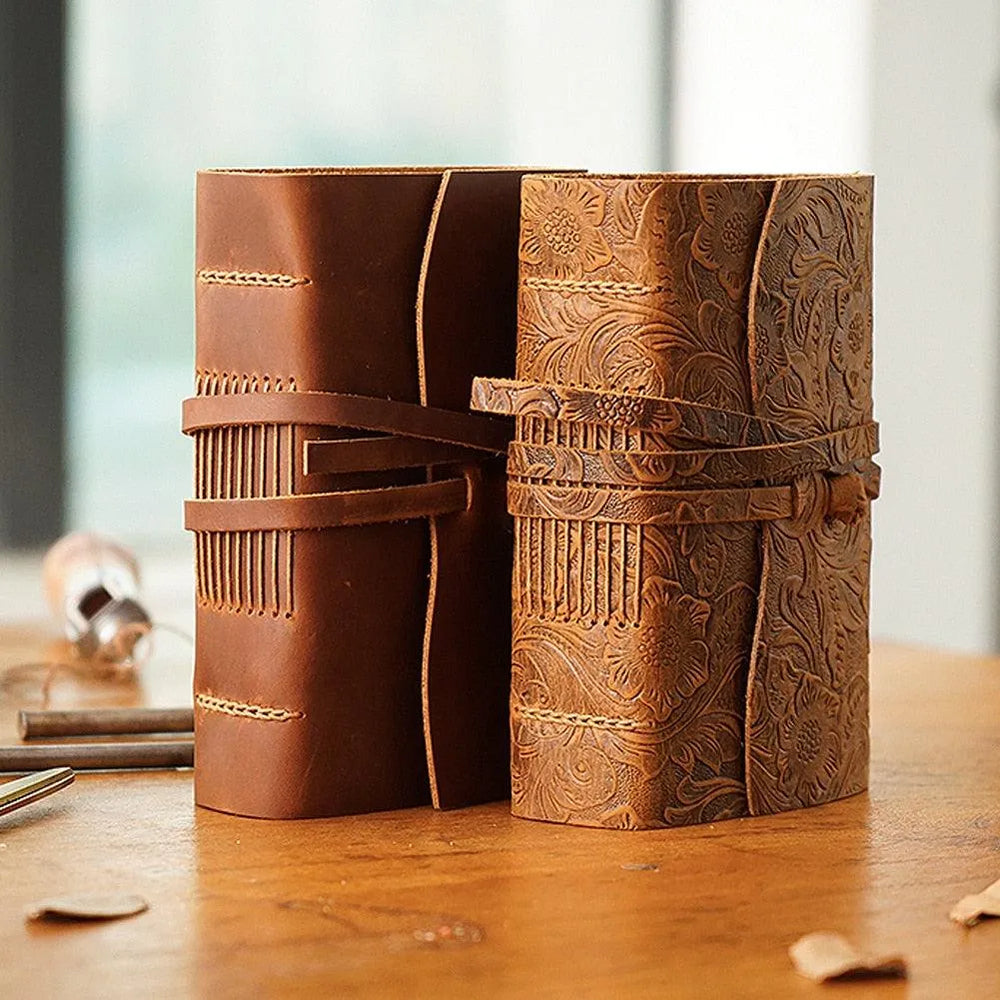 PAPERWRLD - A6 Handcrafted Leather and Kraft Paper Journals