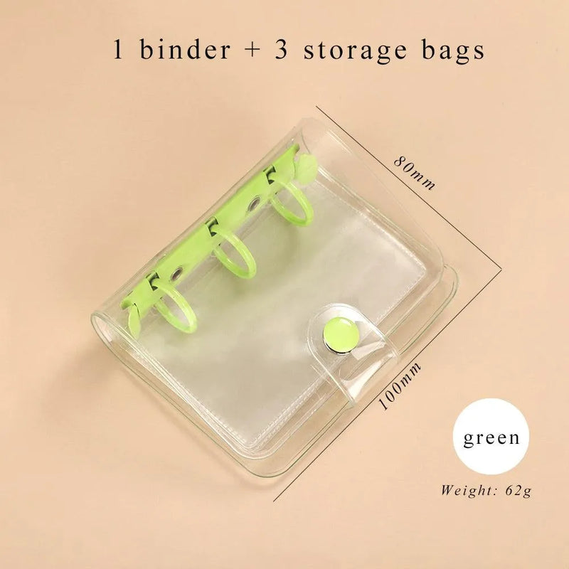 PAPERWRLD - Mini Transparent Ring Binders with Storage Bag and Inserts
