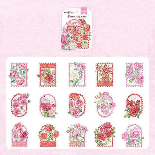 30 Pcs Colorful Floral PET Stamp Stickers – Up 60% Off at PaperWrld