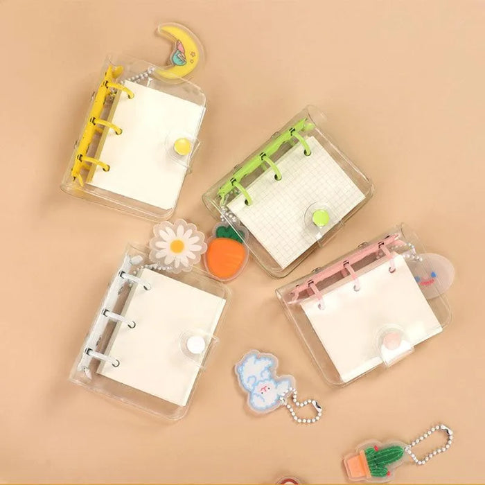 PAPERWRLD - Mini Transparent Ring Binders with Storage Bag and Inserts